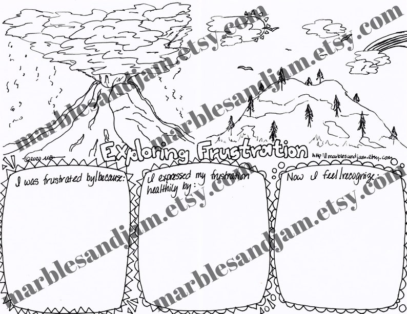 Printable Emotional FRUSTRATION Self Help Coloring Page, Black and ...