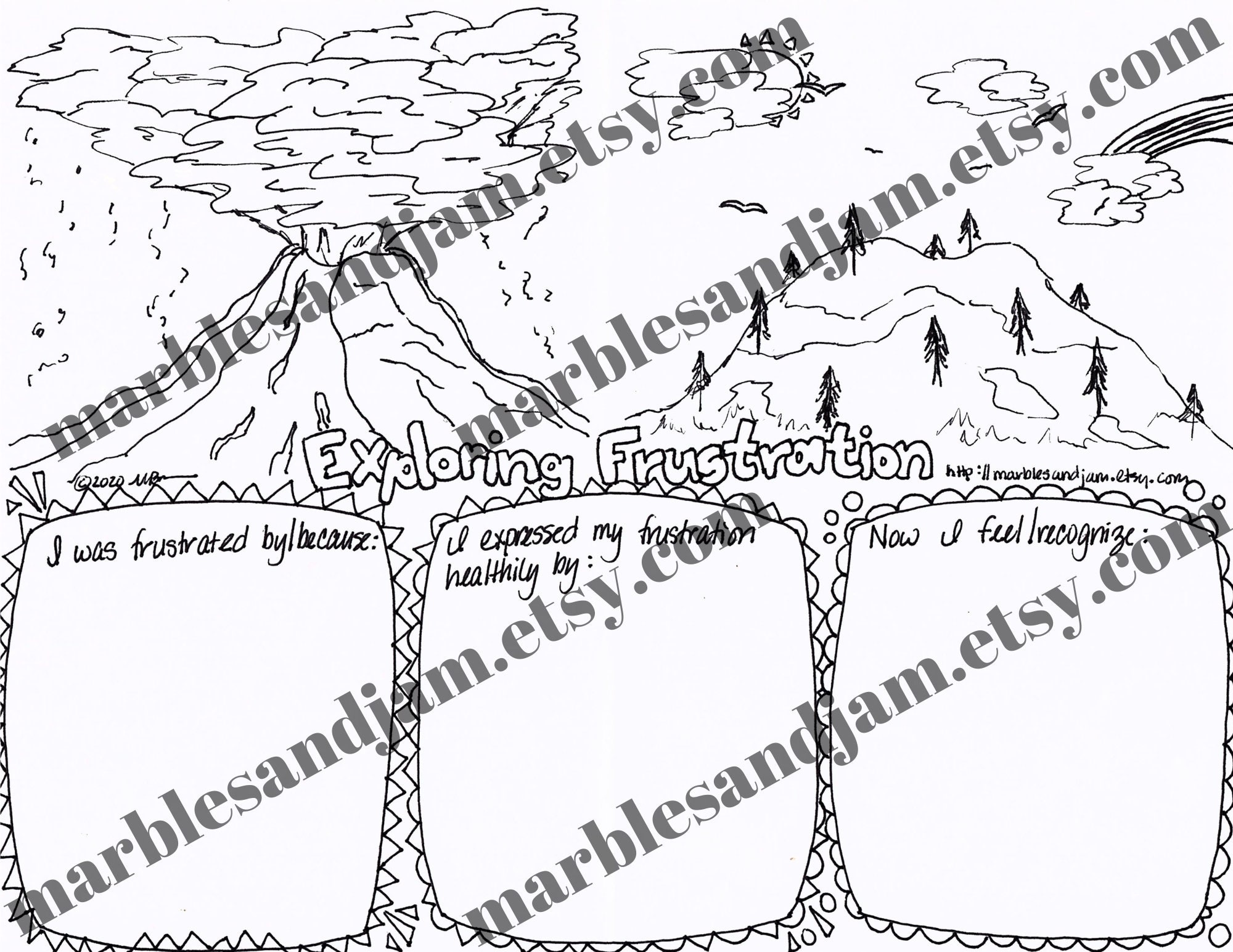 Printable Emotional FRUSTRATION Self Help Coloring Page, Black and ...