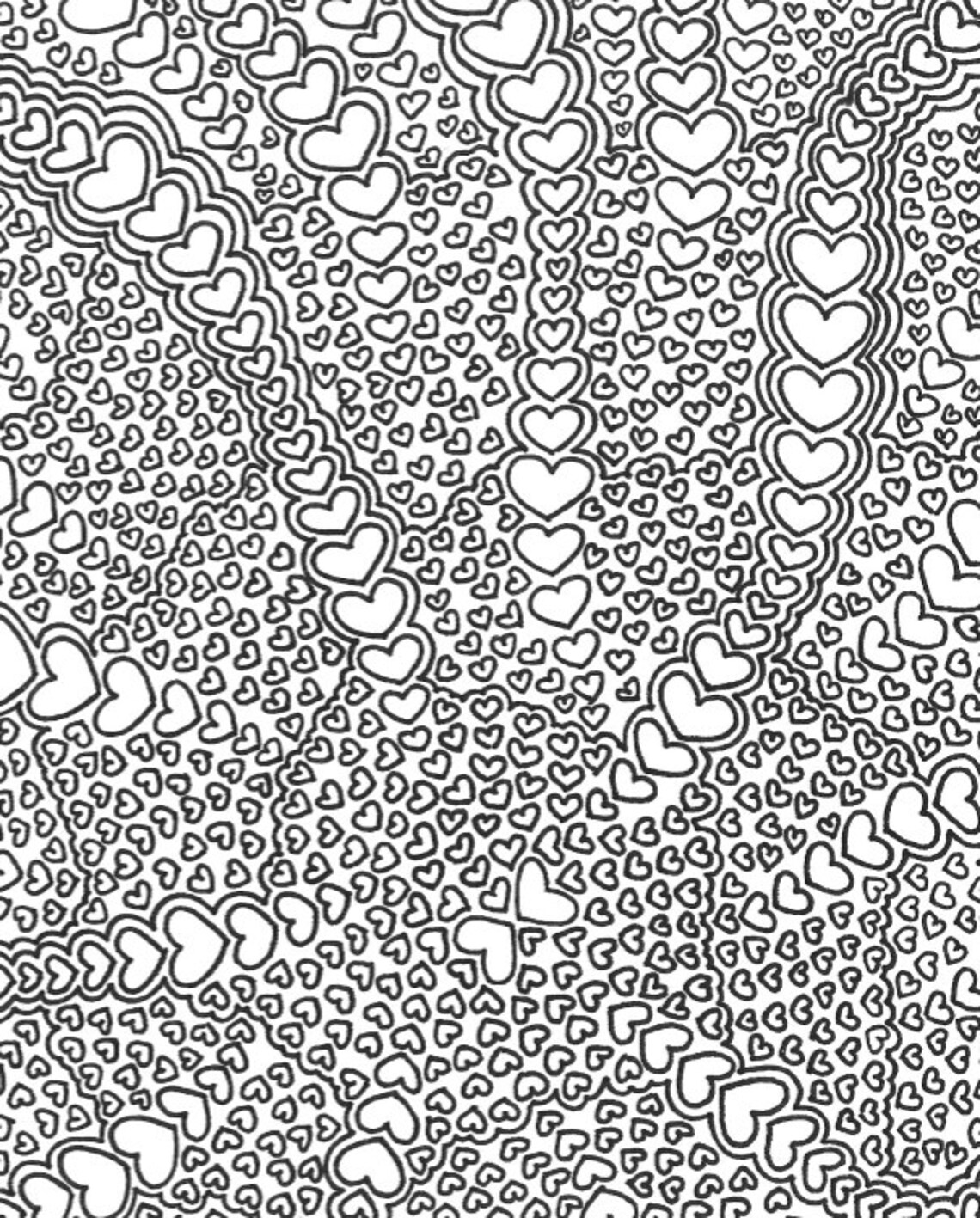 Abstract Hearts Adult Printable Coloring Page - Etsy