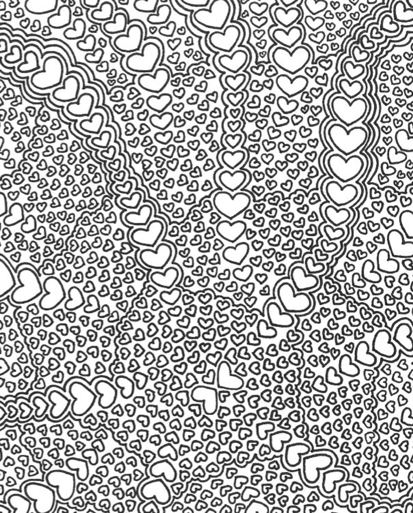 Abstract Hearts Adult Printable Coloring Page - Etsy