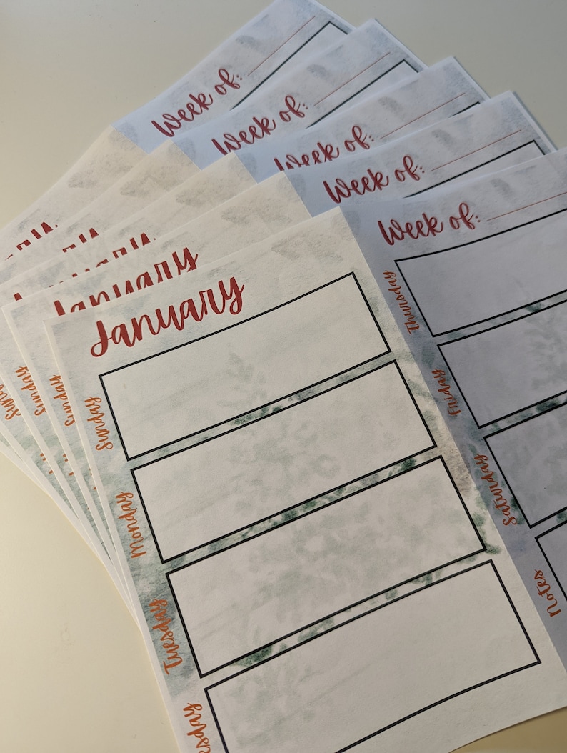 Printable January Planner and Journal Pages, Undated January Calendar ...