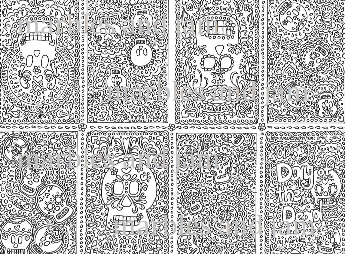 Day of the Dead Sugar Skull Coloring Book Dia De Los Muertos - Etsy