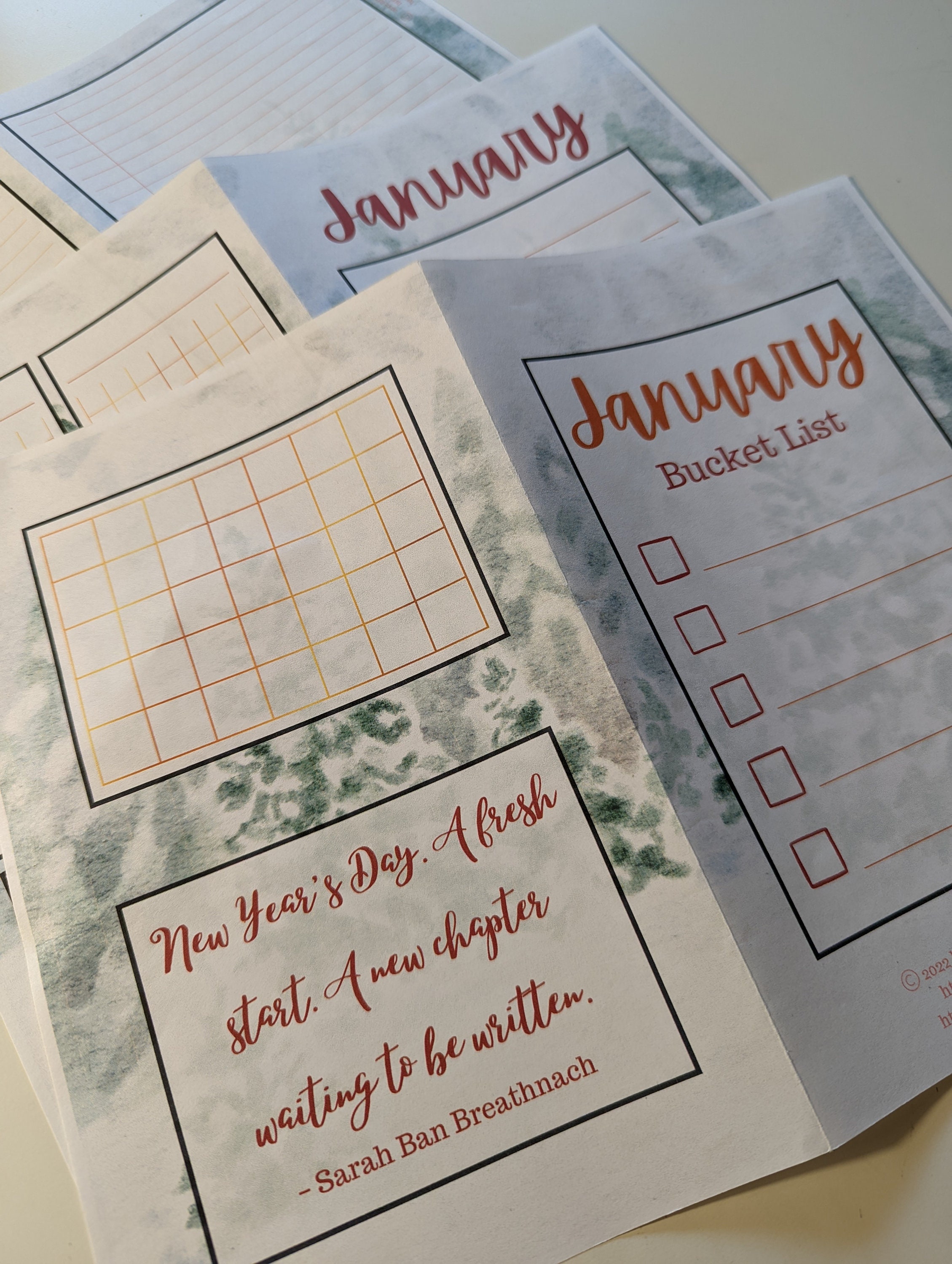 Printable January Planner and Journal Pages, Undated January Calendar ...