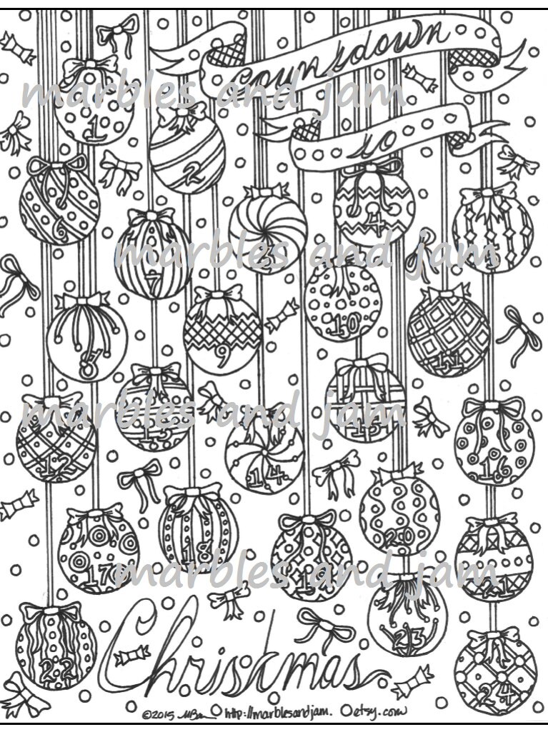 Advent Christmas Coloring Page for Adult Coloring Printable | Etsy