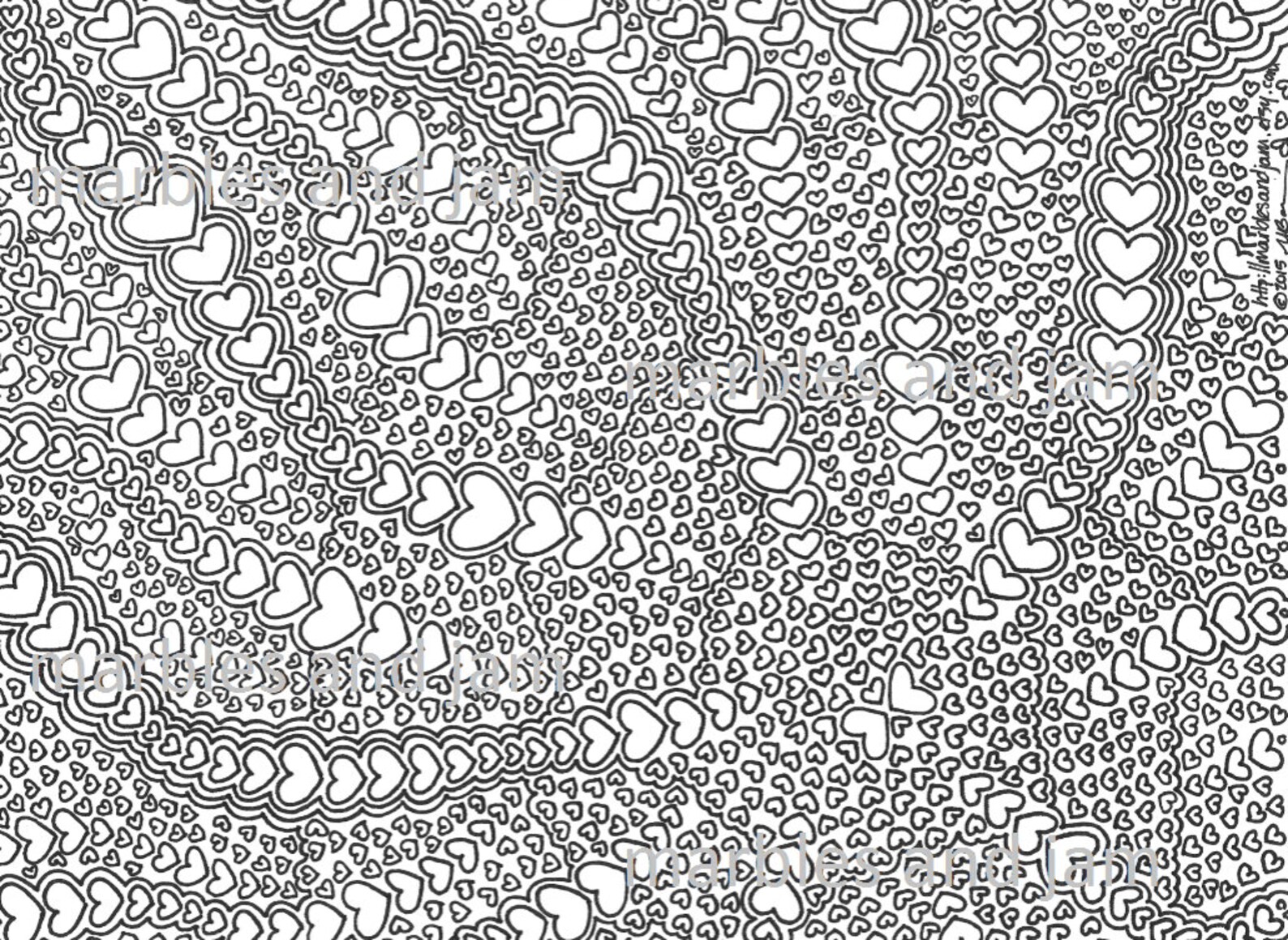 Abstract Hearts Adult Printable Coloring Page - Etsy