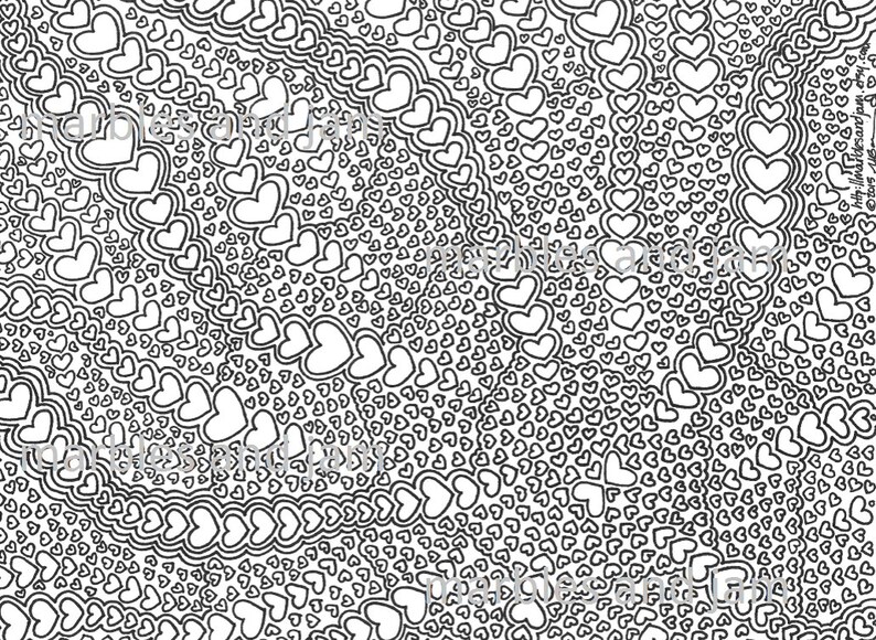 Abstract Hearts Adult Printable Coloring Page - Etsy