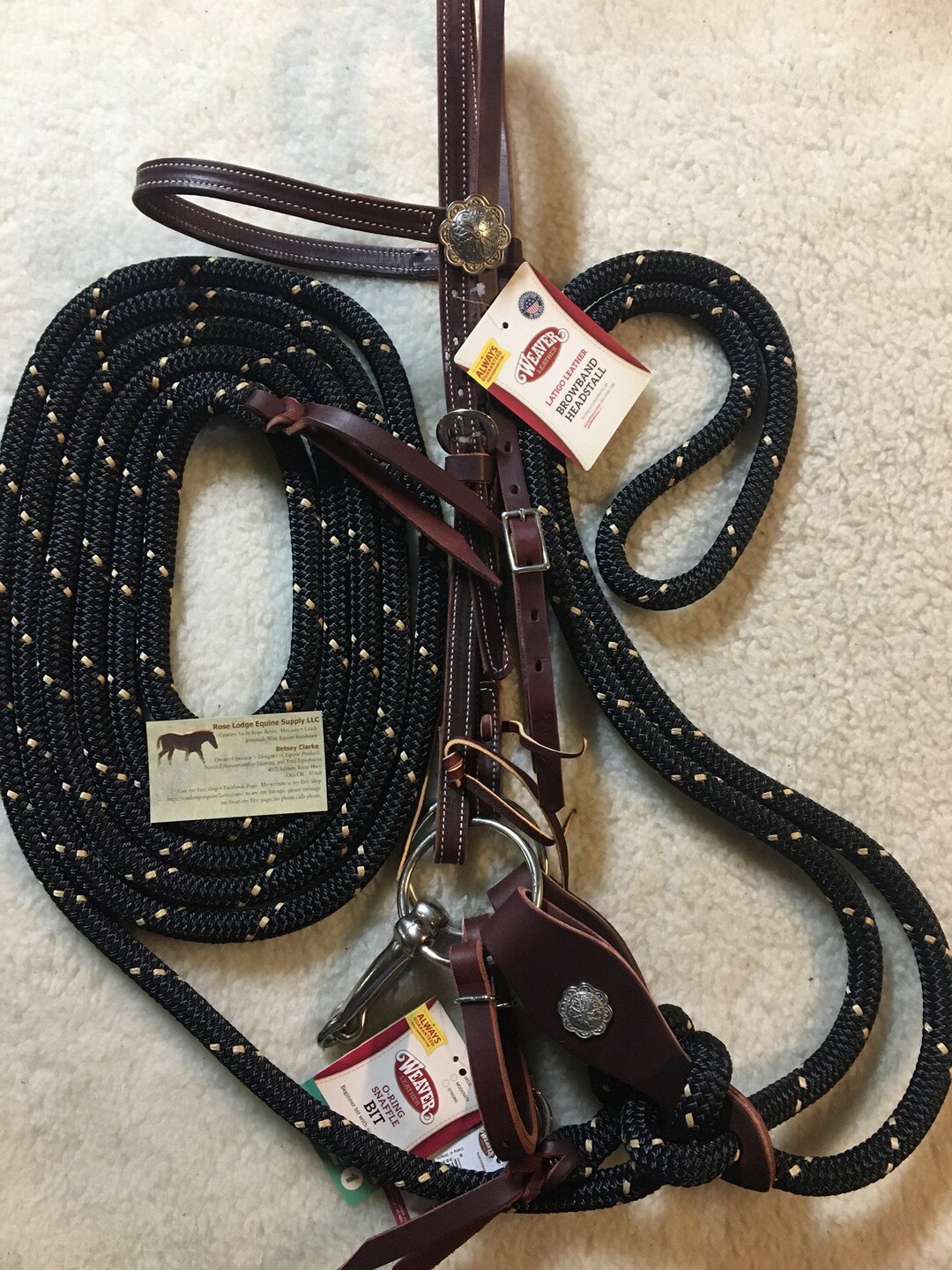Bridle W 22' Yacht Rope Mecate.. Choose Your Mecate Color Includes ...