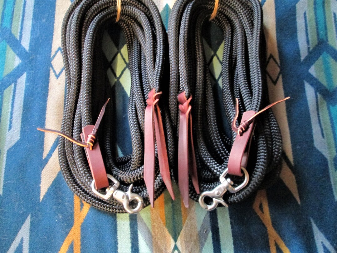 7/16" Ground Driving or Long Lining Yacht Rope Reins, W Leather ...