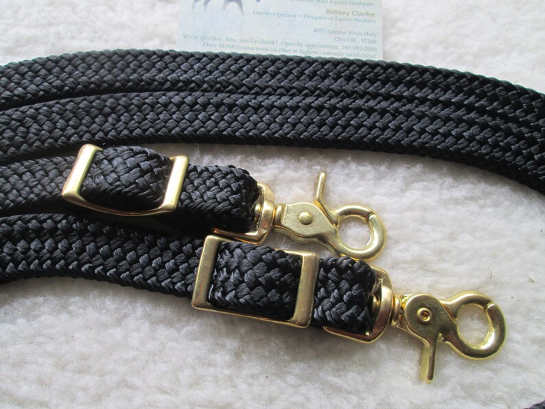 Yacht Rope FLAT Loop Reins W BRASS Snaps + Conway Buckles.. Ultra ...