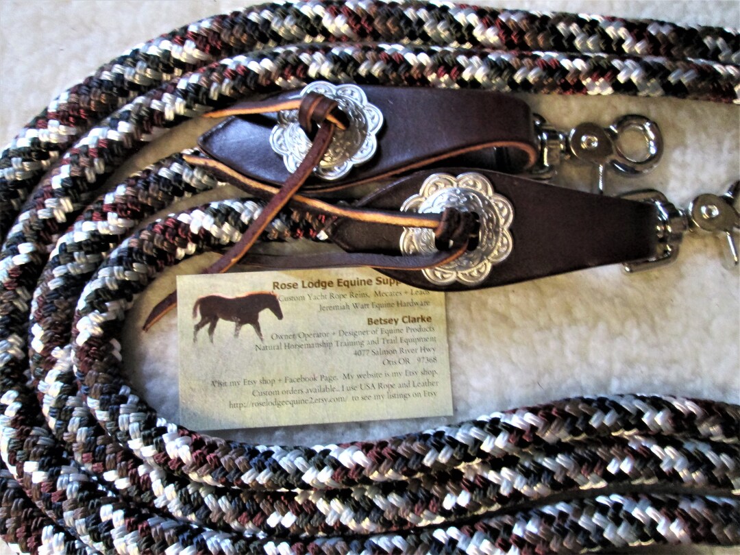 Loop or Split Yacht Reins W J Watt Conchos, Flared Water Loops (small ...