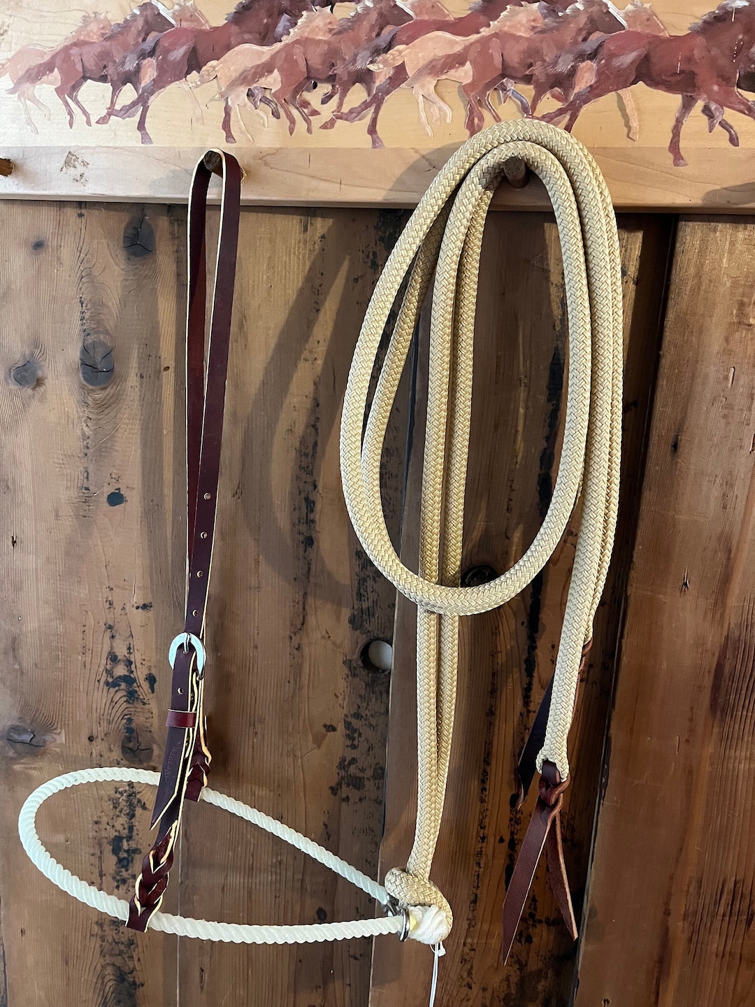 Loping Hackamore W Lariat Rope Noseband + Hanger W Split Yacht Rope ...