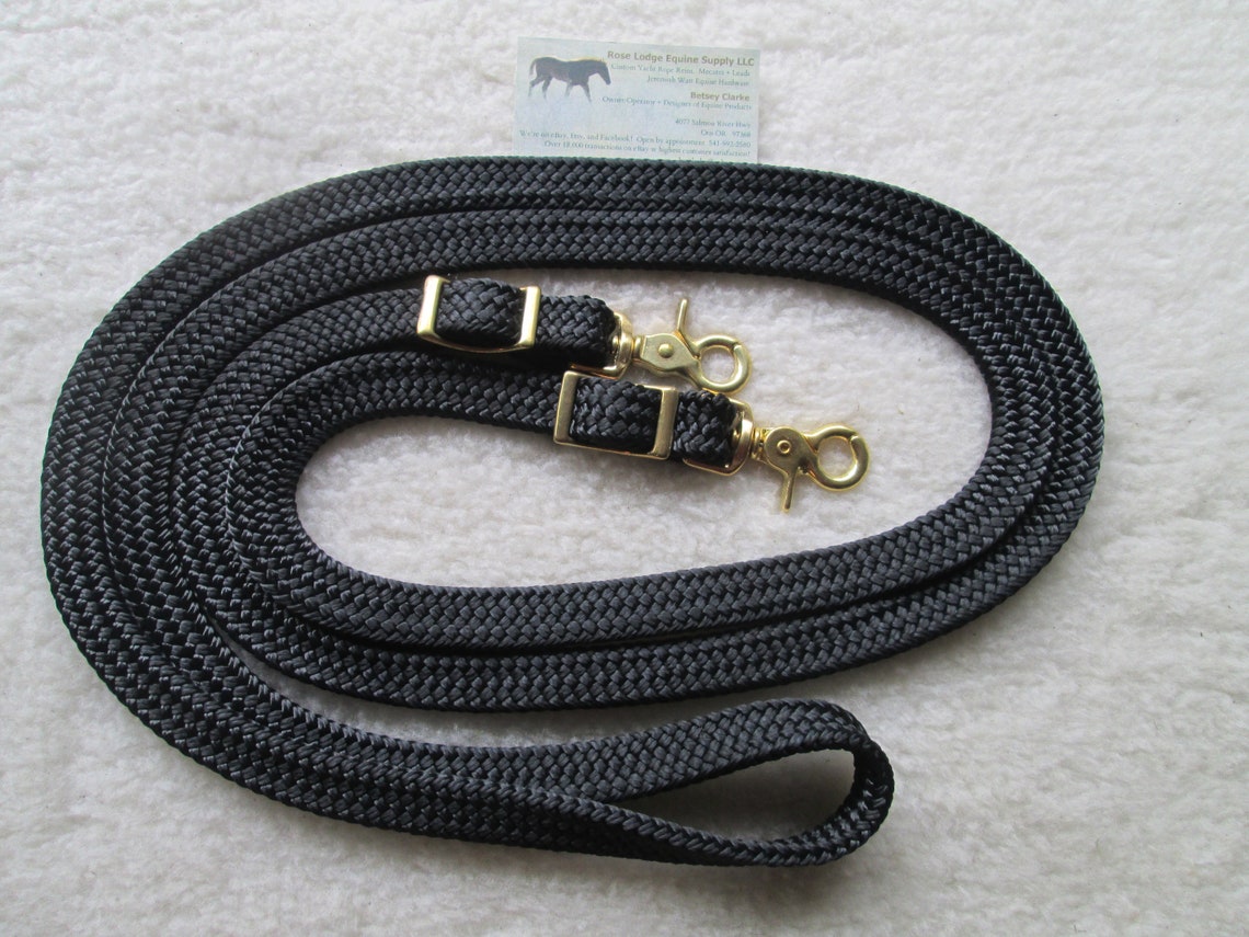 Yacht Rope FLAT Loop Reins W BRASS Snaps + Conway Buckles.. Ultra ...