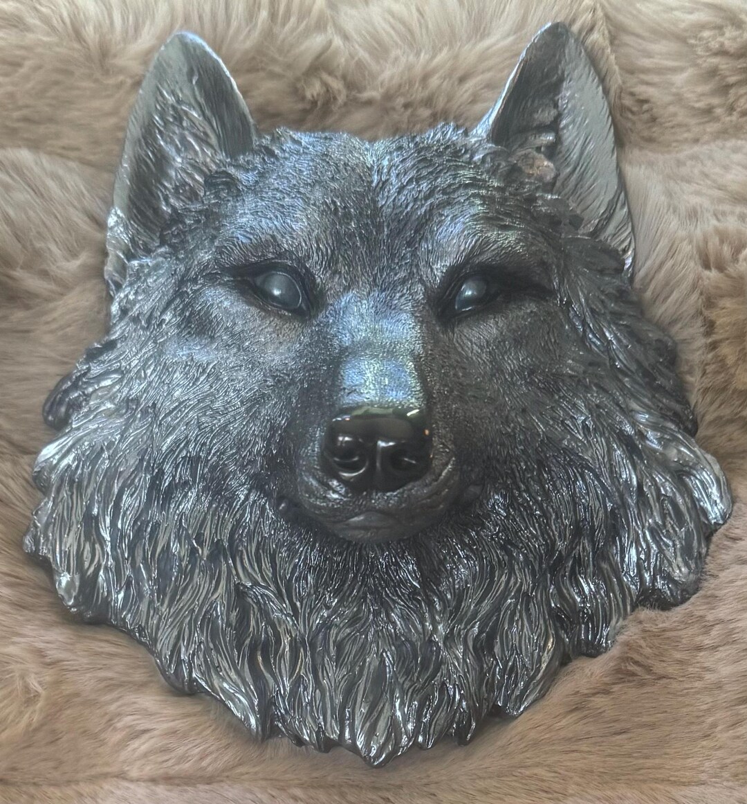 Silver Resin Wolf Head Wall Hanging – Mystical Animal Decor – Rustic ...