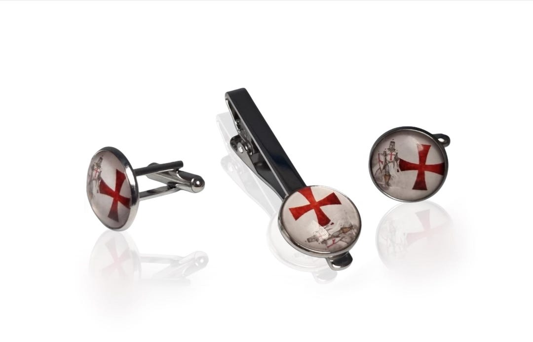 Templar Knight Cufflinks & Tie Clip Set: Crusader Red Cross Jewelry - Etsy