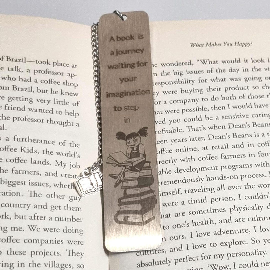 Personalized Engraved Stainless Steel Bookmark – Reader Gift With Charm ...
