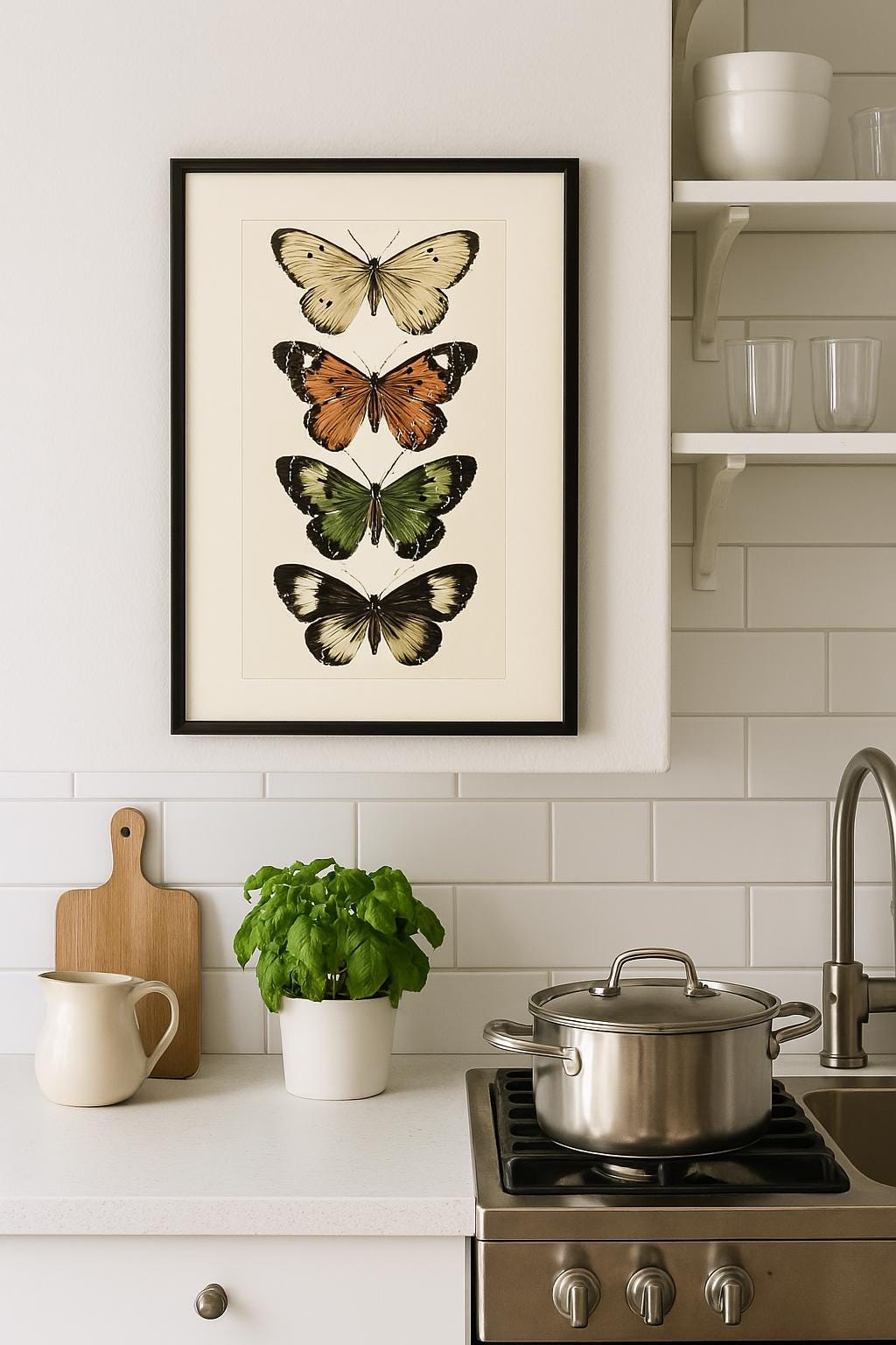 Printable Butterfly Chart Art, Vintage Botanical Illustration, Digital ...
