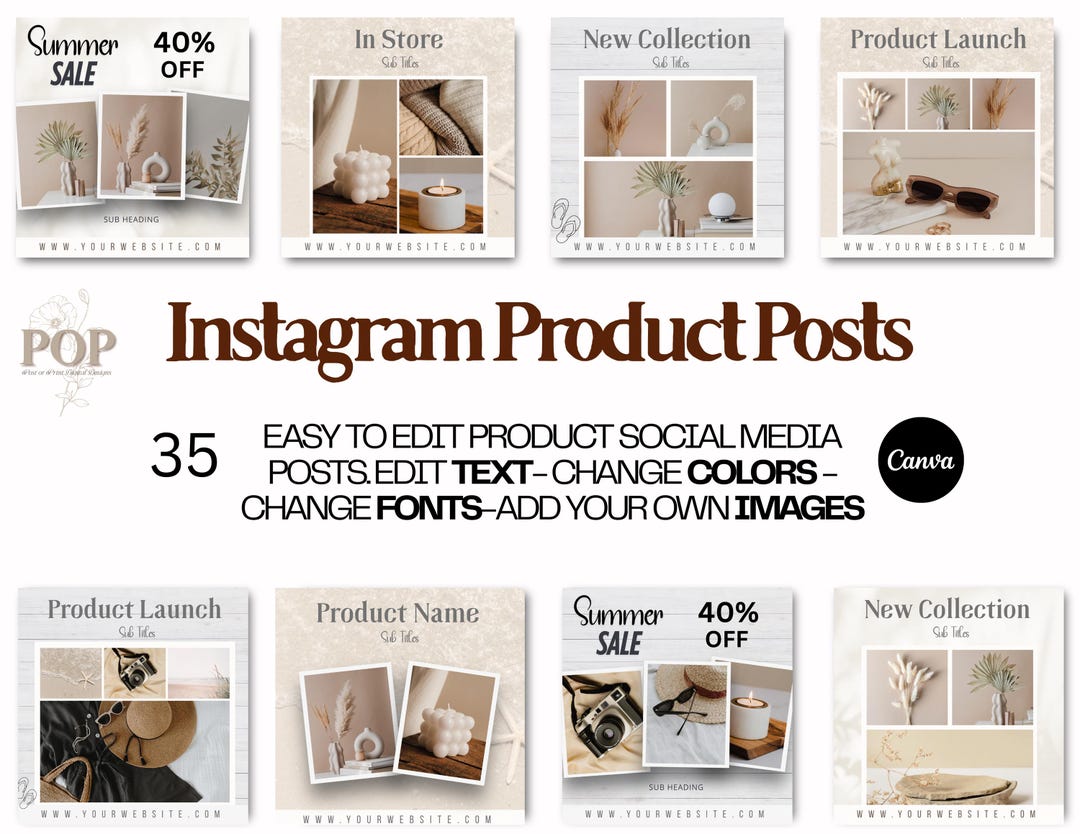 Summer Beach Instagram Post Templates: Ocean Social Media Branding ...