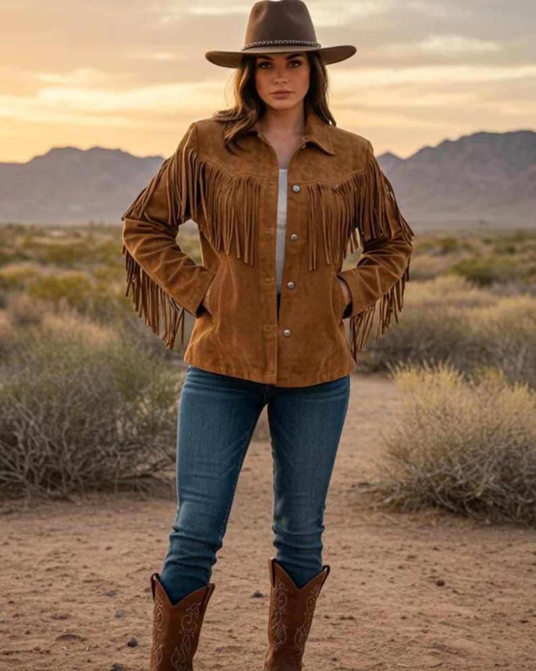 Women’s Fringe Suede Leather Western Jacket Vintage Cowgirl Style - Etsy