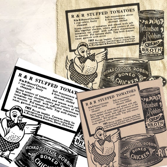 R & R Recipe Ad Antique Vintage 1940s Chicken Broth | Etsy