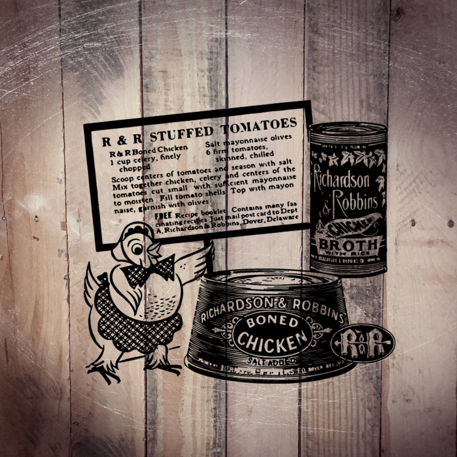 R & R Recipe Ad - Antique Vintage 1940s - Chicken Broth Stuffed ...
