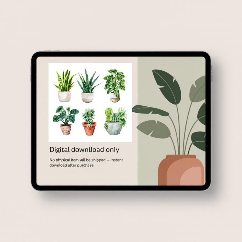 50 Indoor & Outdoor Plants PNG | Digital Plant Clipart for Procreate ...