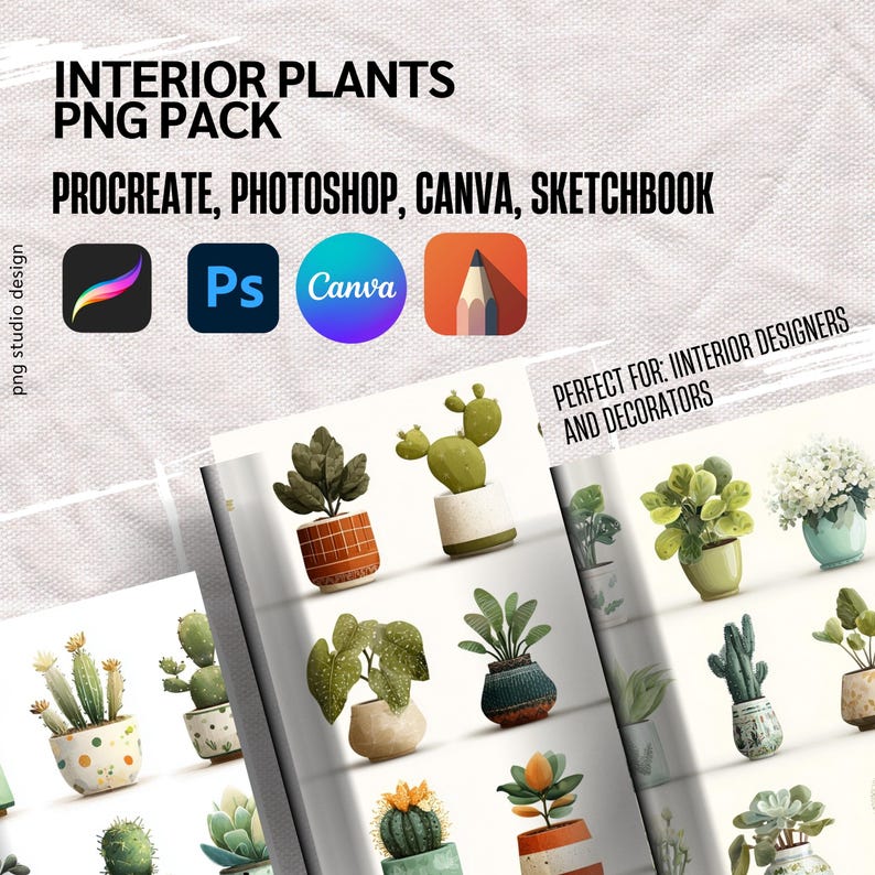 50 Indoor & Outdoor Plants PNG | Digital Plant Clipart for Procreate ...