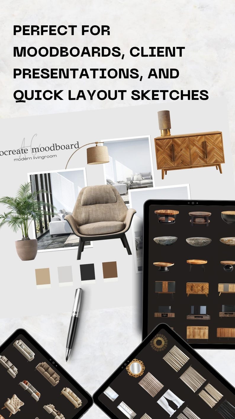 Procreate Furniture for Interior Design | Livingroom Pngs | Sketch ...