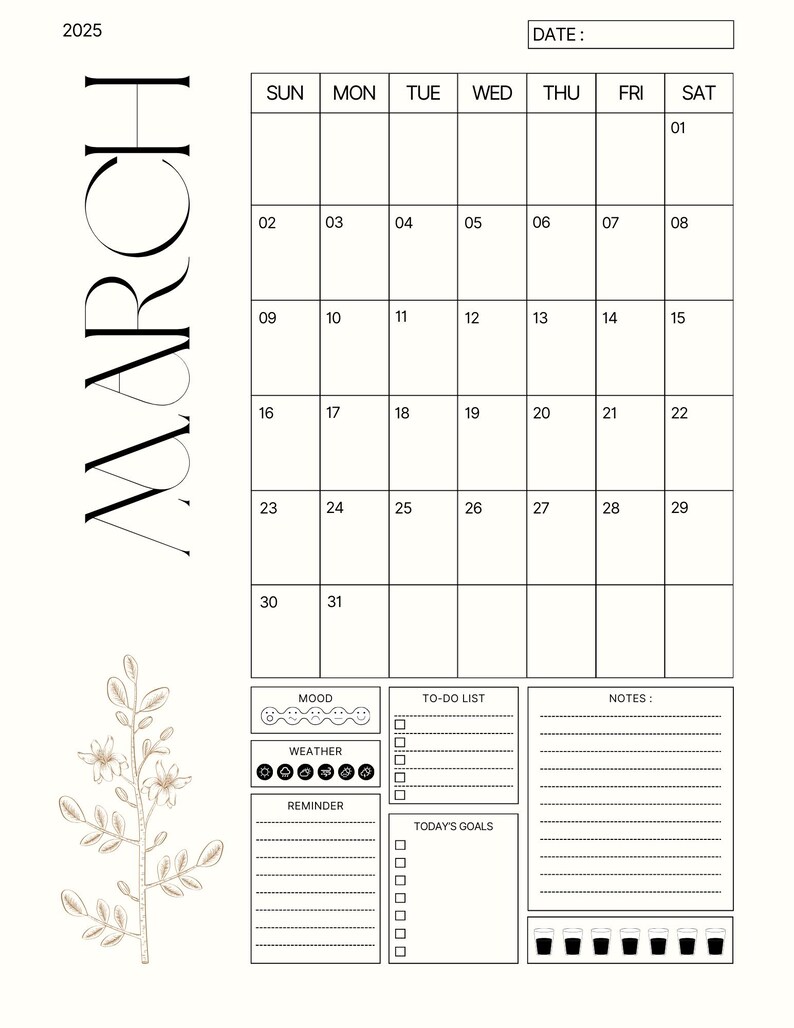 2025 Monthly Planner Printable, A4/letter Size, Monthly Organizer ...