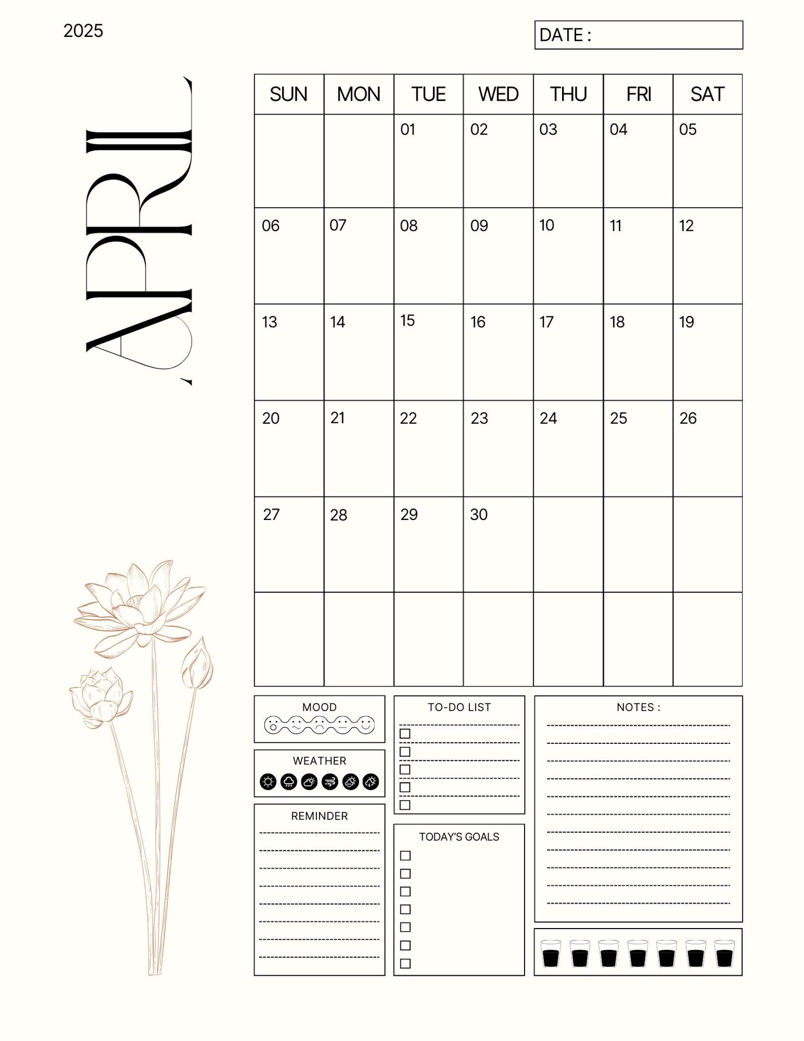 2025 Monthly Planner Printable, A4/letter Size, Monthly Organizer ...