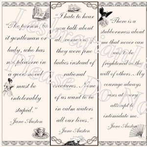 Jane Austen Printable Quote Bookmarks | Set of 10 | Digital Download - Etsy