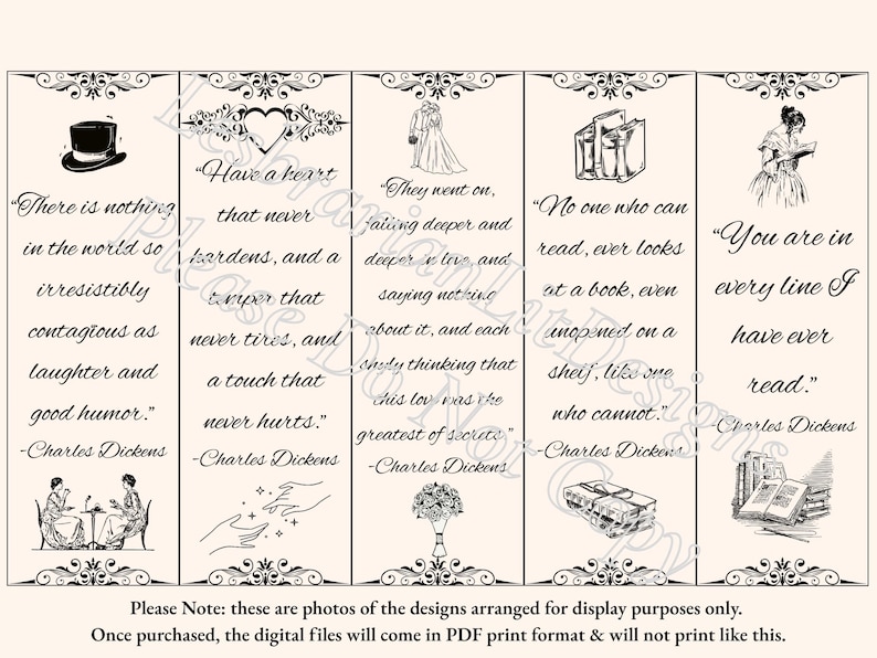 Charles Dickens Quotes Printable Bookmarks | Set of 10 | Digital ...