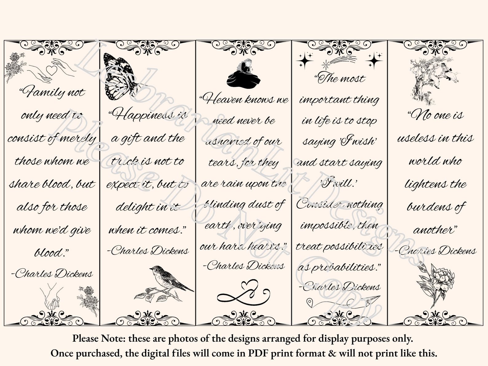 Charles Dickens Quotes Printable Bookmarks | Set of 10 | Digital ...