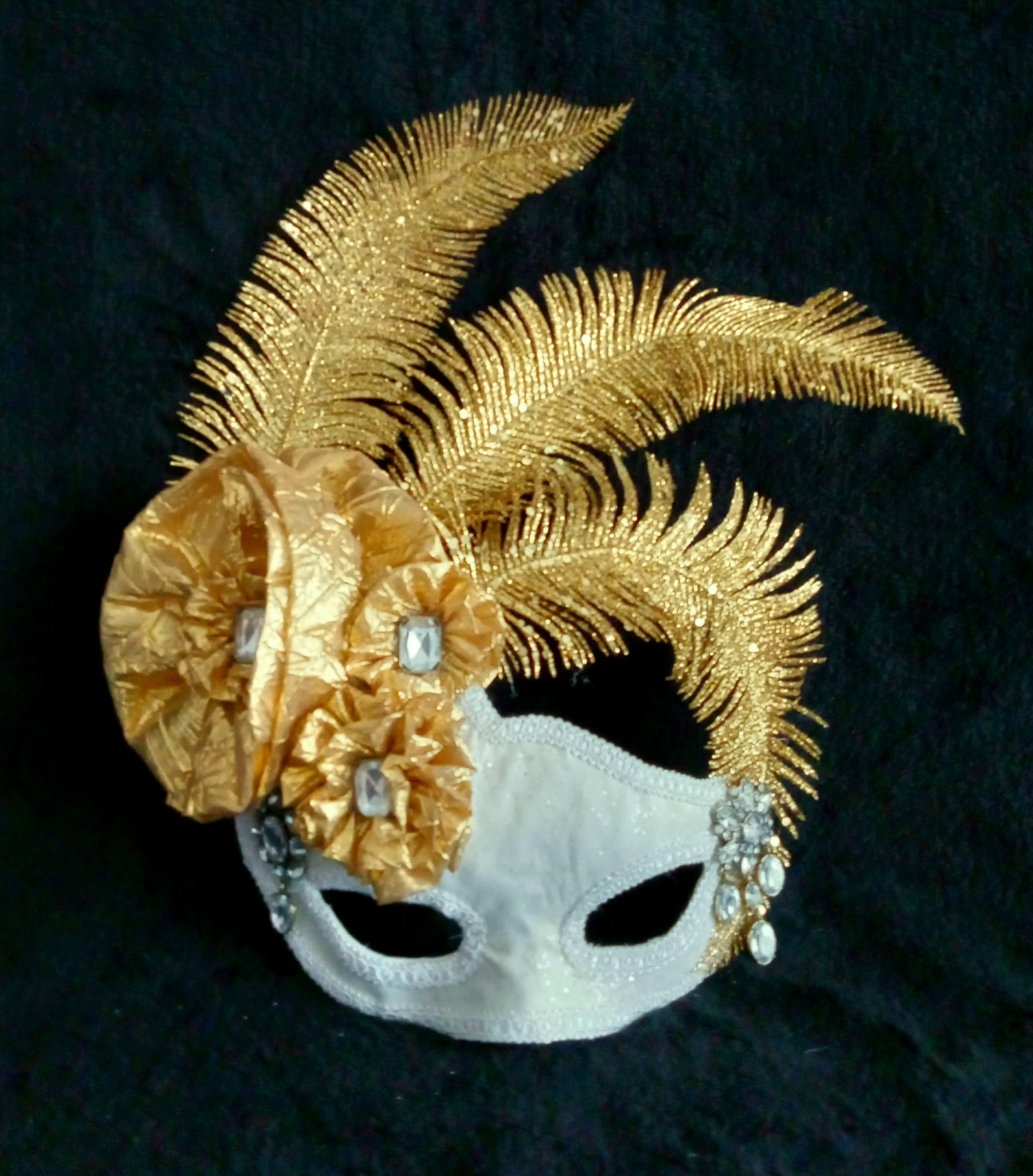 Gold White Masquerade Mask,venetian Mask,handmade Mask,gold Flower,gold ...