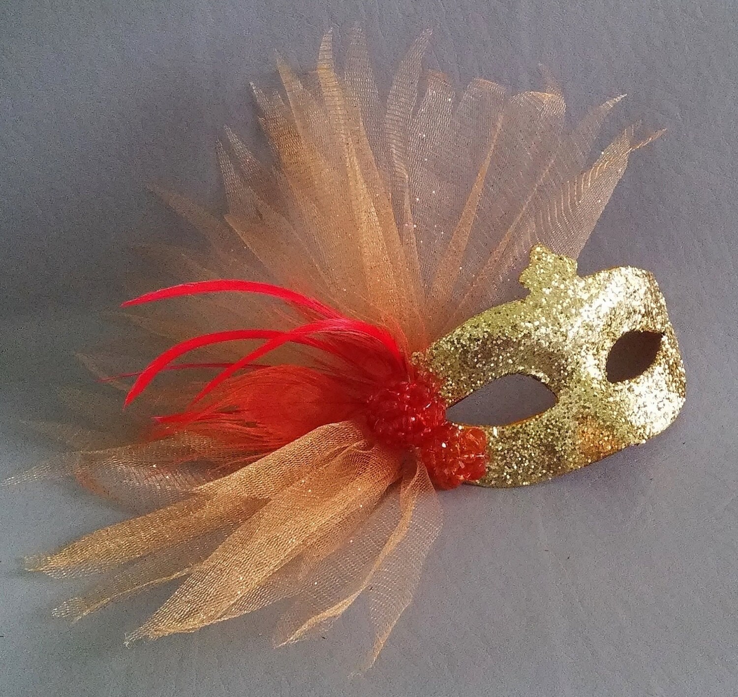 Gold Orange Masquerade Mask,glimmer Gold Mask,mardi Gras, Orange ...