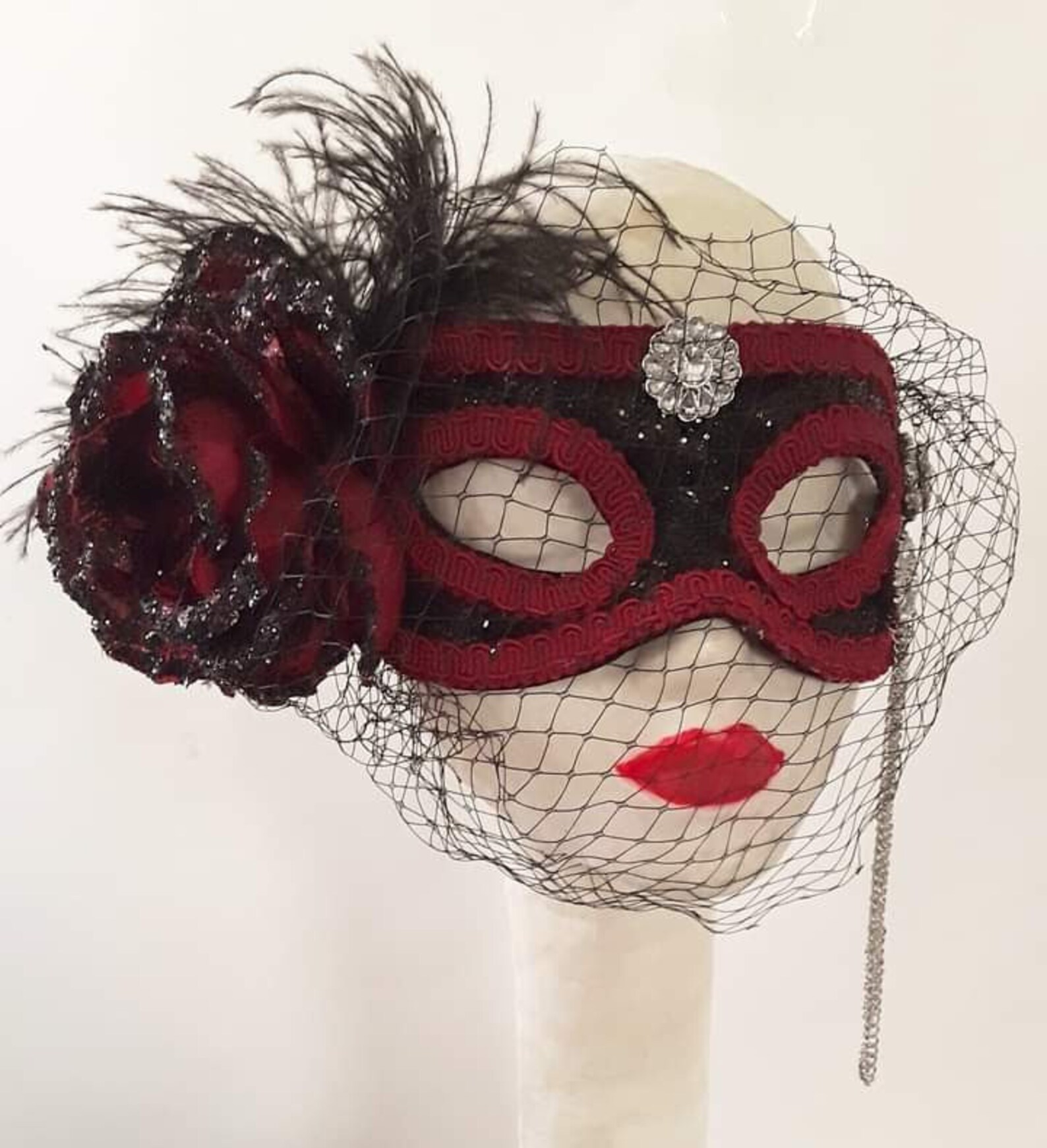 Red Black Masquerade Mask, Ballroom, Steampunk Mask, New Years Mask ...