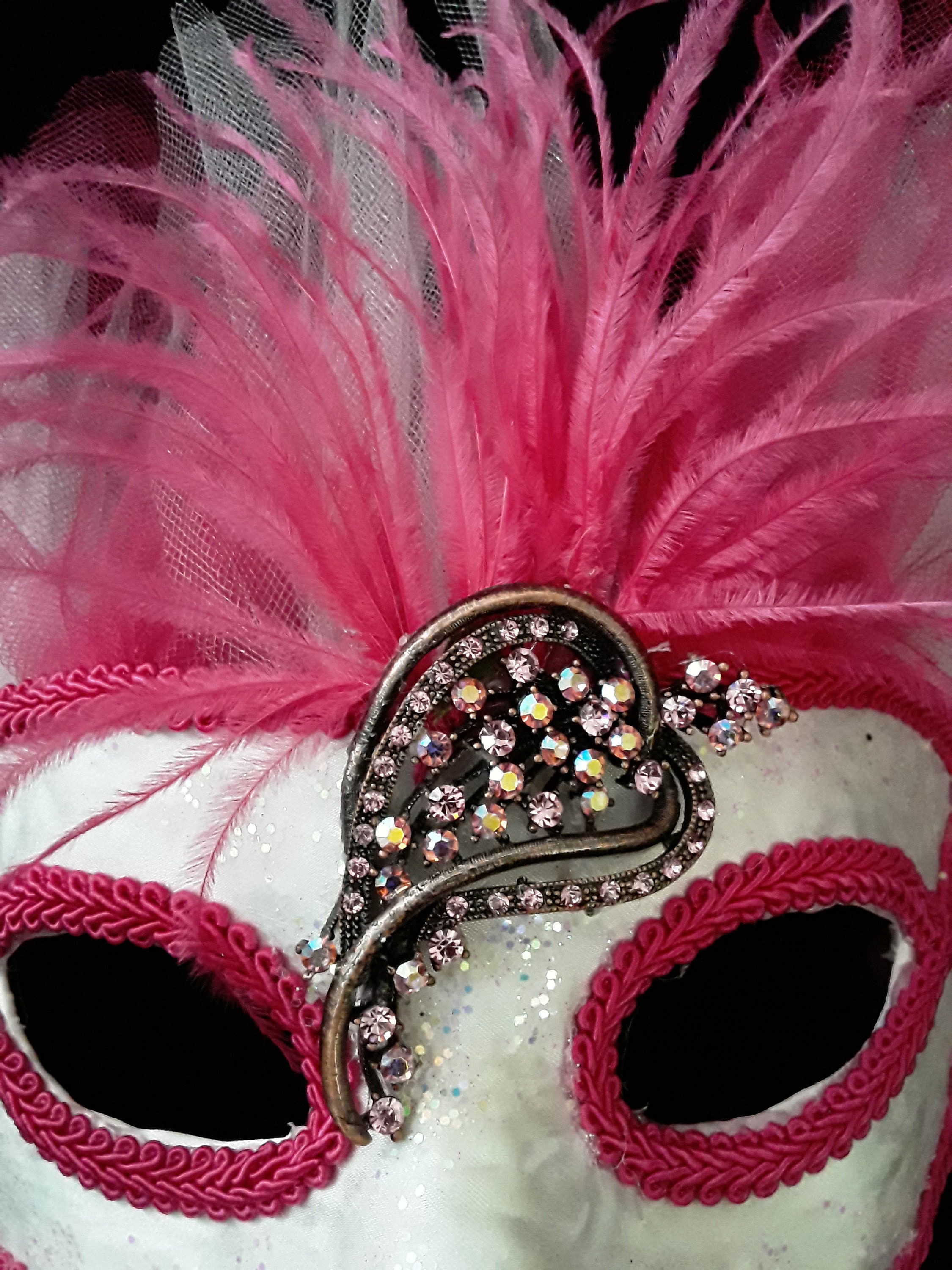 Hot Pink Masquerade Mask, Fuschia, Photo Prop, Handmade , Crystal Mask ...