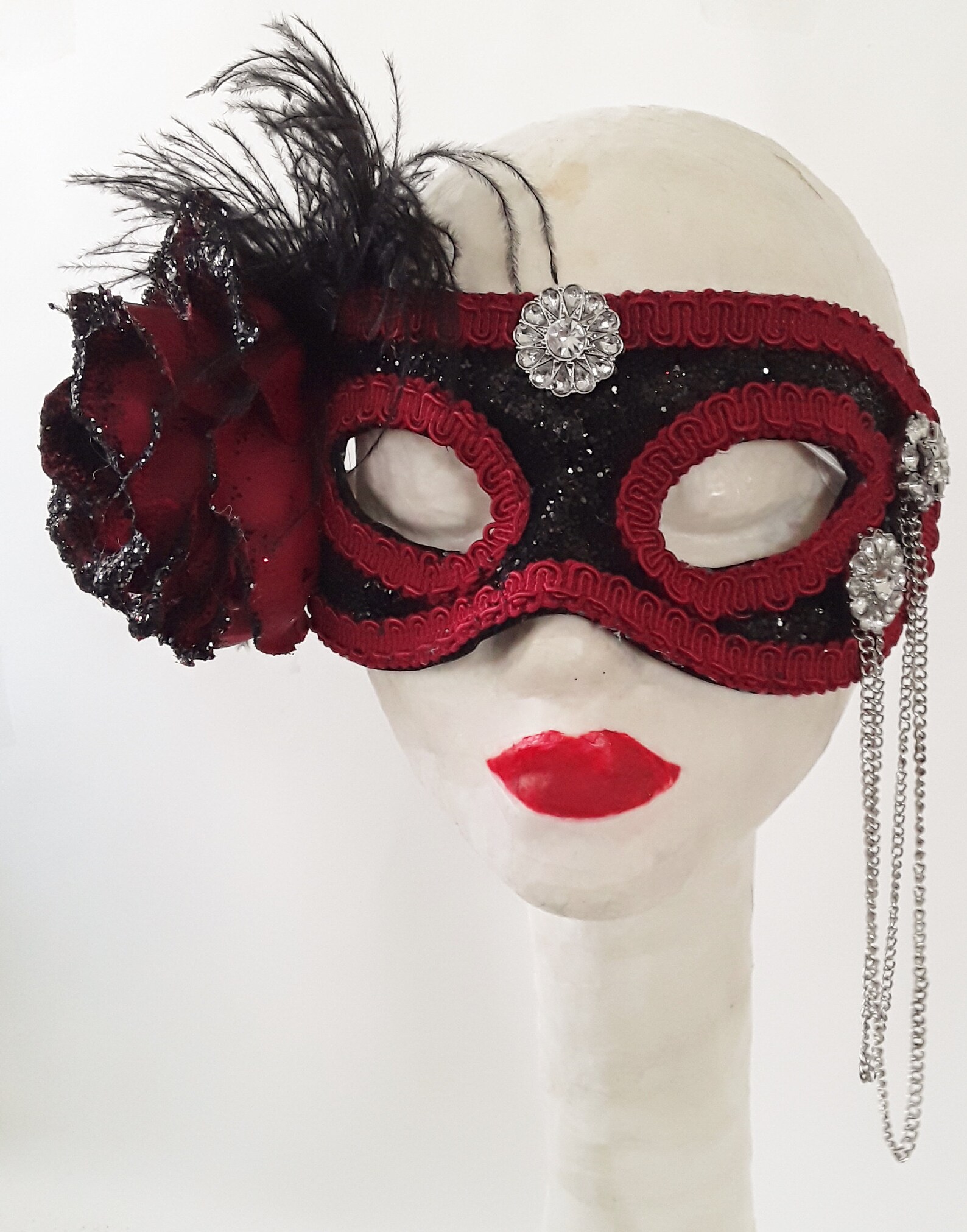 Red Black Masquerade Mask, Ballroom, Steampunk Mask, New Years Mask ...