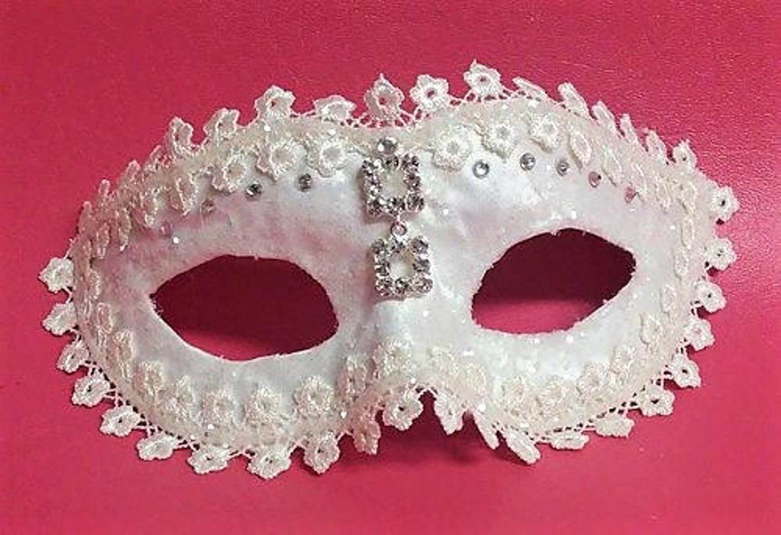 Ivory Masquerade Mask, Handmade Satin Crystal Mask,bridal Accessory ...