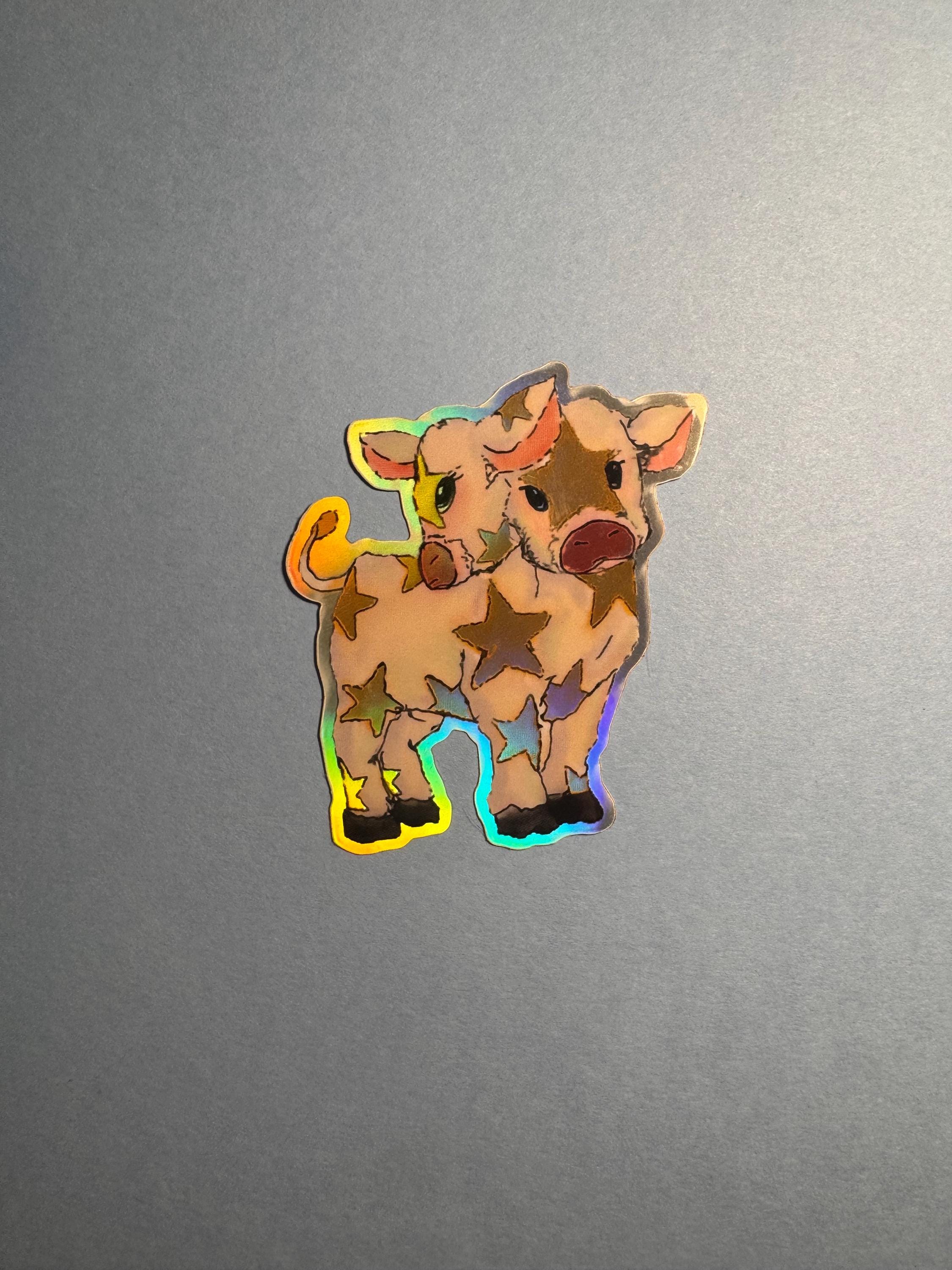 Two Headed Calf Holographic Star Cow Sticker - Etsy