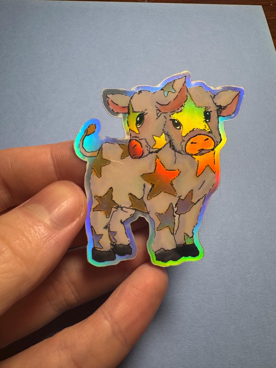 Two Headed Calf Holographic Star Cow Sticker - Etsy