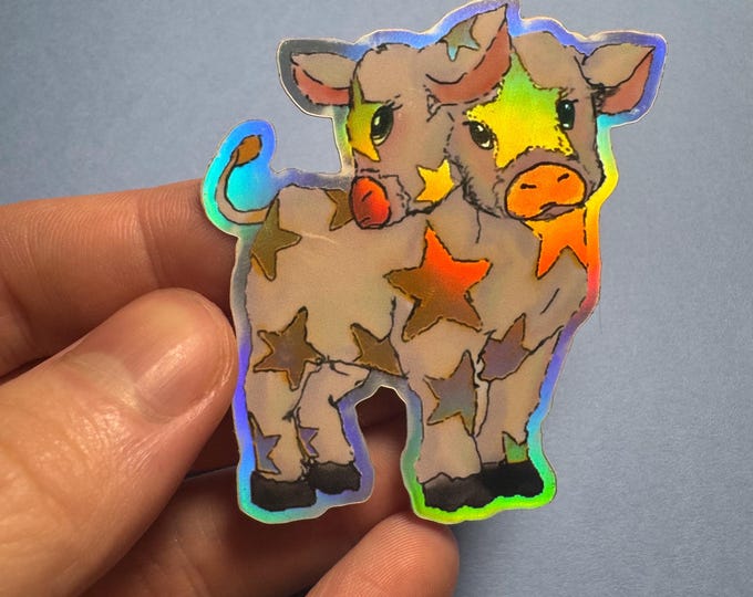 Two Headed Calf Glossy Vinyl Sticker - Etsy Canada