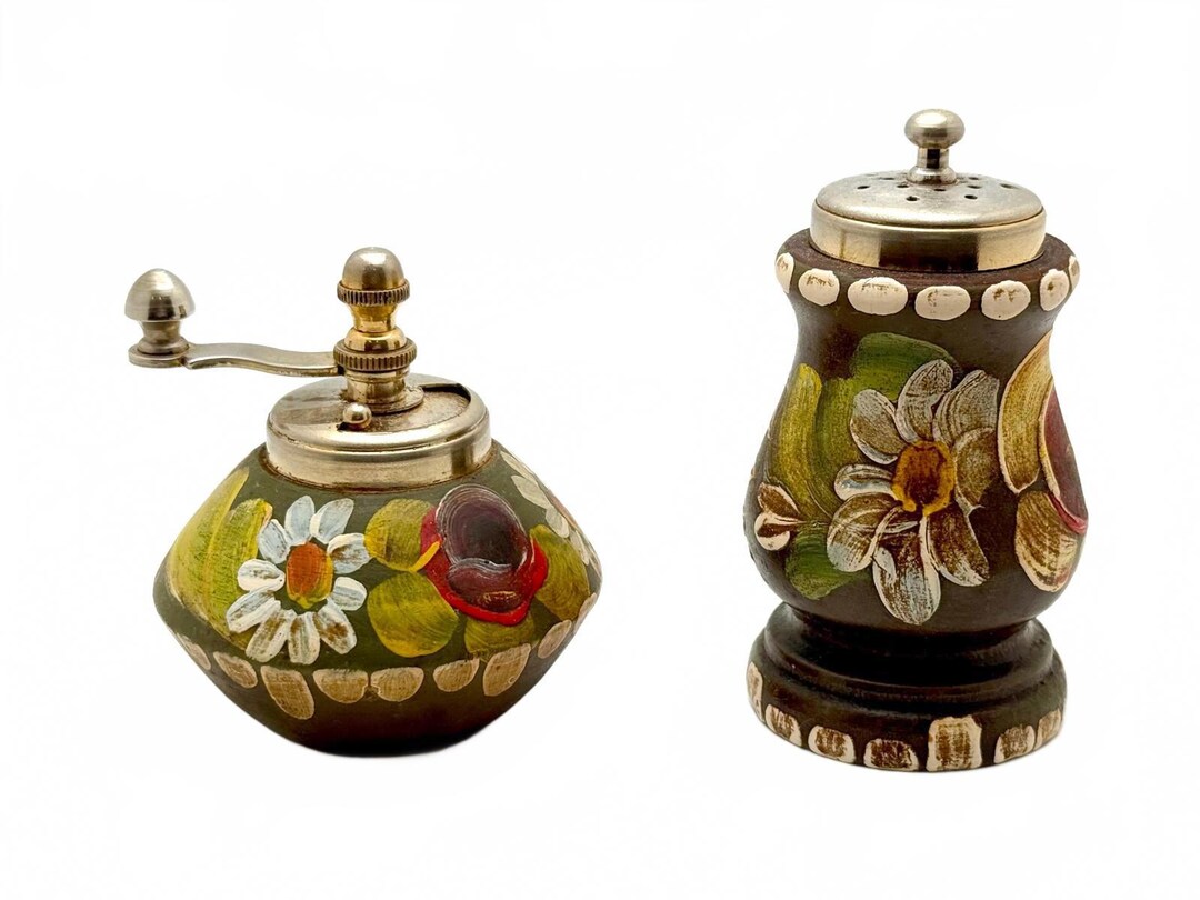 Vintage Italian Wooden Pepper Grinder & Shaker Acciaio Temperato Hand ...