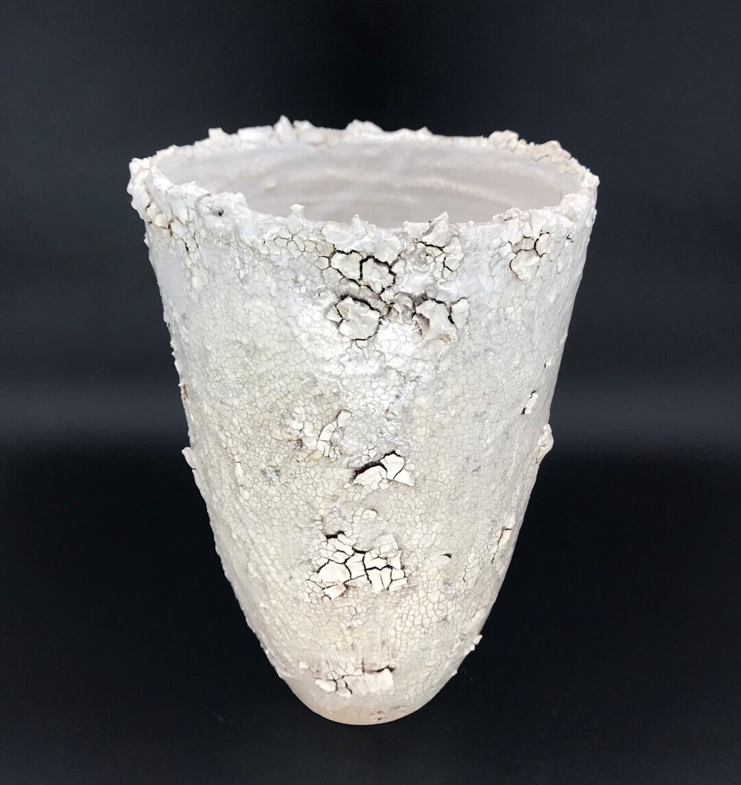 Craggy Textured Ceramic Flower Vase. Earth Inspired Pottery Vase ...