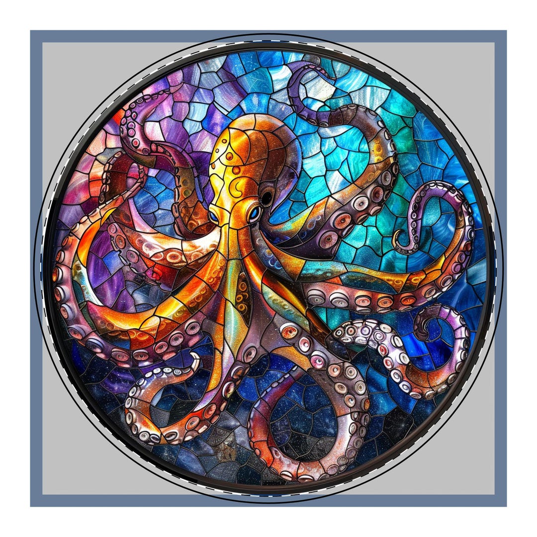 Mouse Pad - Vibrant Octopus Art/stained Glass Design, PU Leather ...