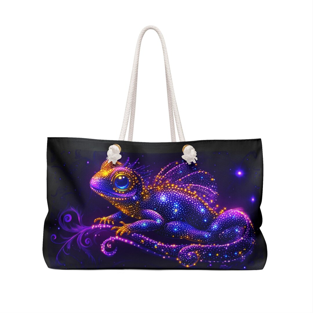 Weekender Bag, "cosmic Chameleon, Galaxy Gecko, Neon Lizard!" Mystical ...