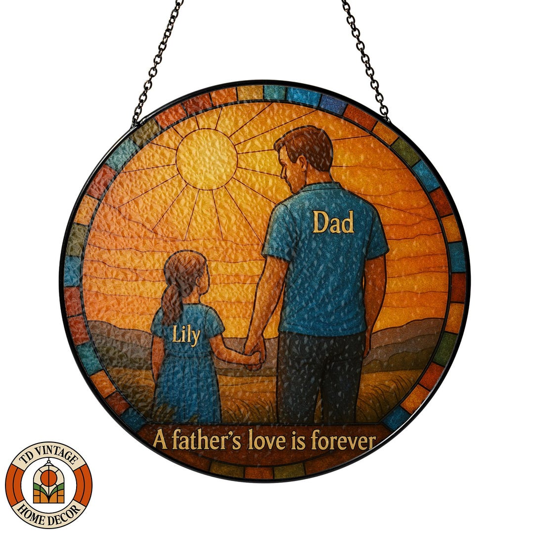Custom Father and Daughter Stained Glass Suncatcher, Personalized Gift ...