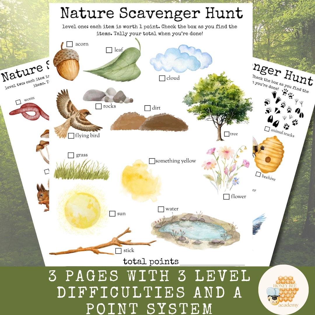 Nature Walk Scavenger Hunt for Kids - Hiking Activity - Nature Walk ...