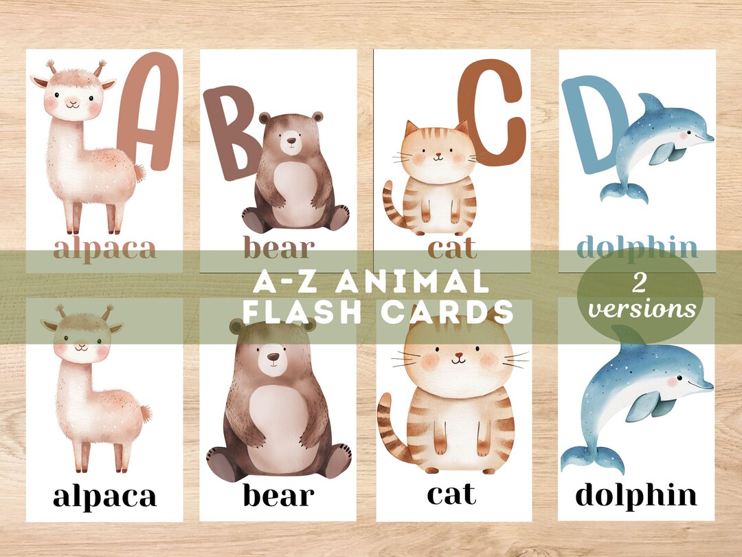 A-Z Animal Flash Cards - Alphabet Animals - Pre-k Printable - Woodland ...