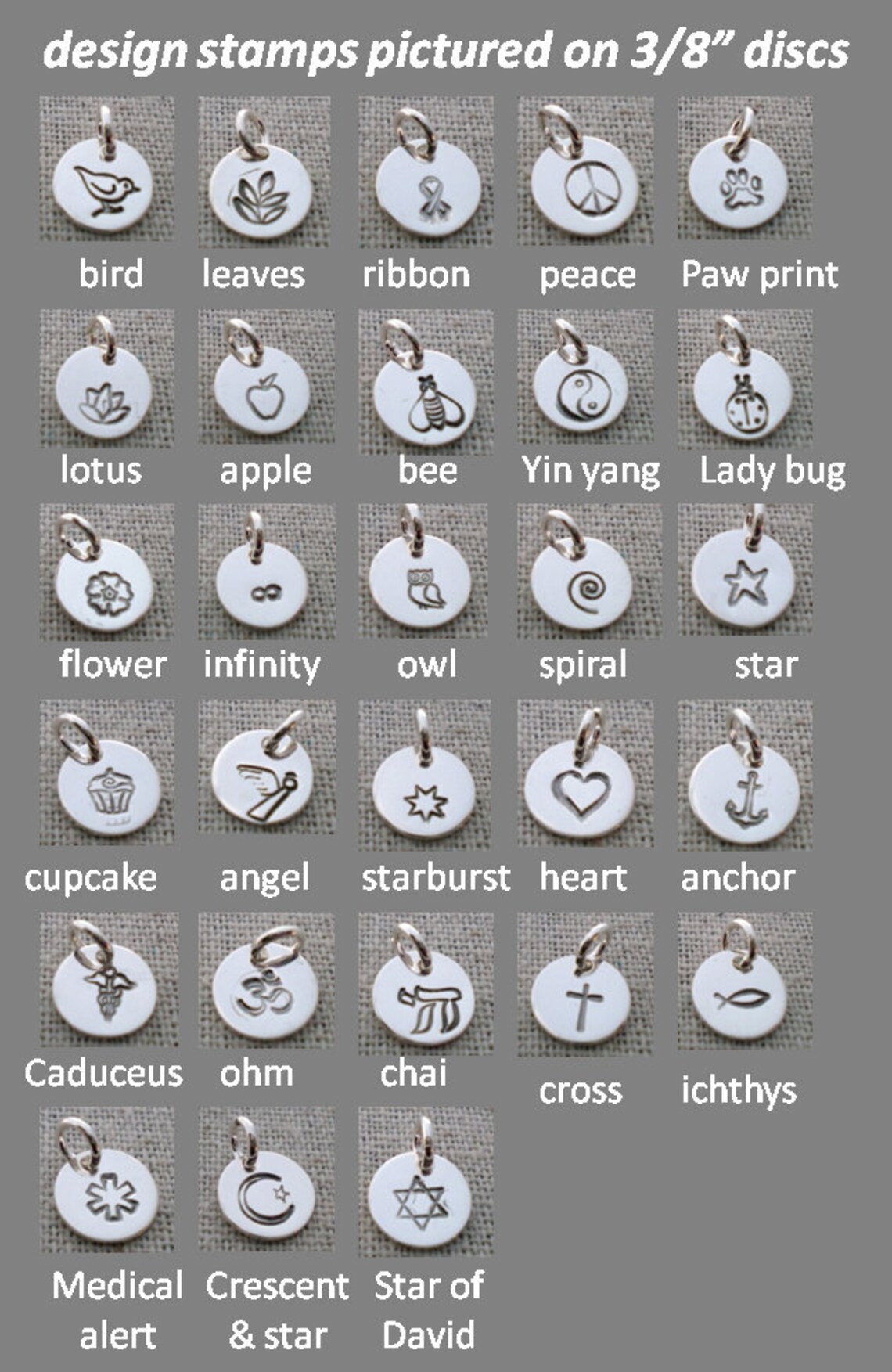 Design Stamp Sterling Silver Disc Sterling Silver Add on - Etsy