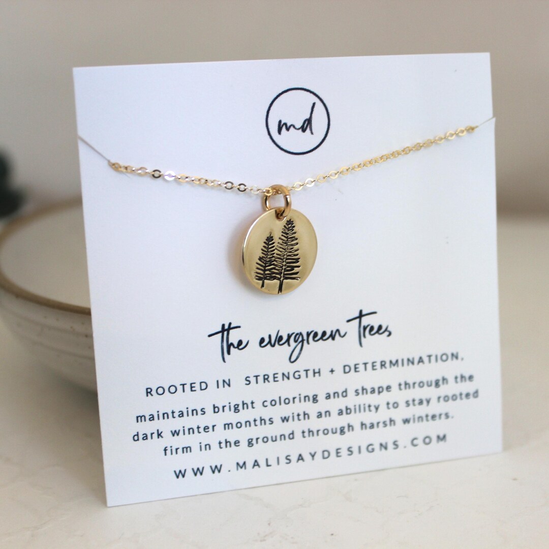 Evergreen Tree Stamped Necklace: Inspirational Gift - Etsy